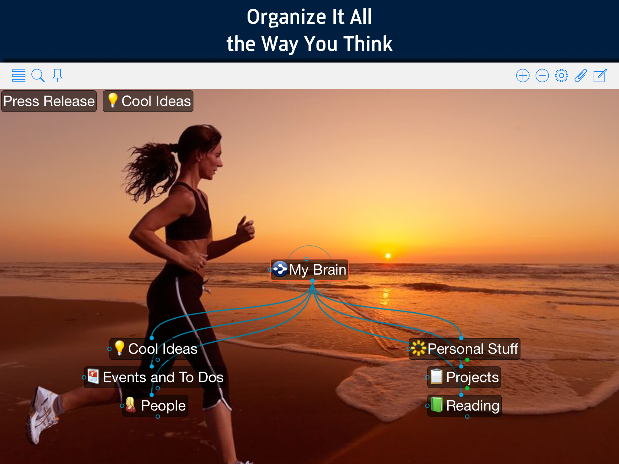 The Brain mindmapping and organizational tool now in iOS app version